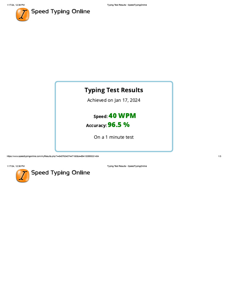 Typing Test Results - SpeedTypingOnline | PDF