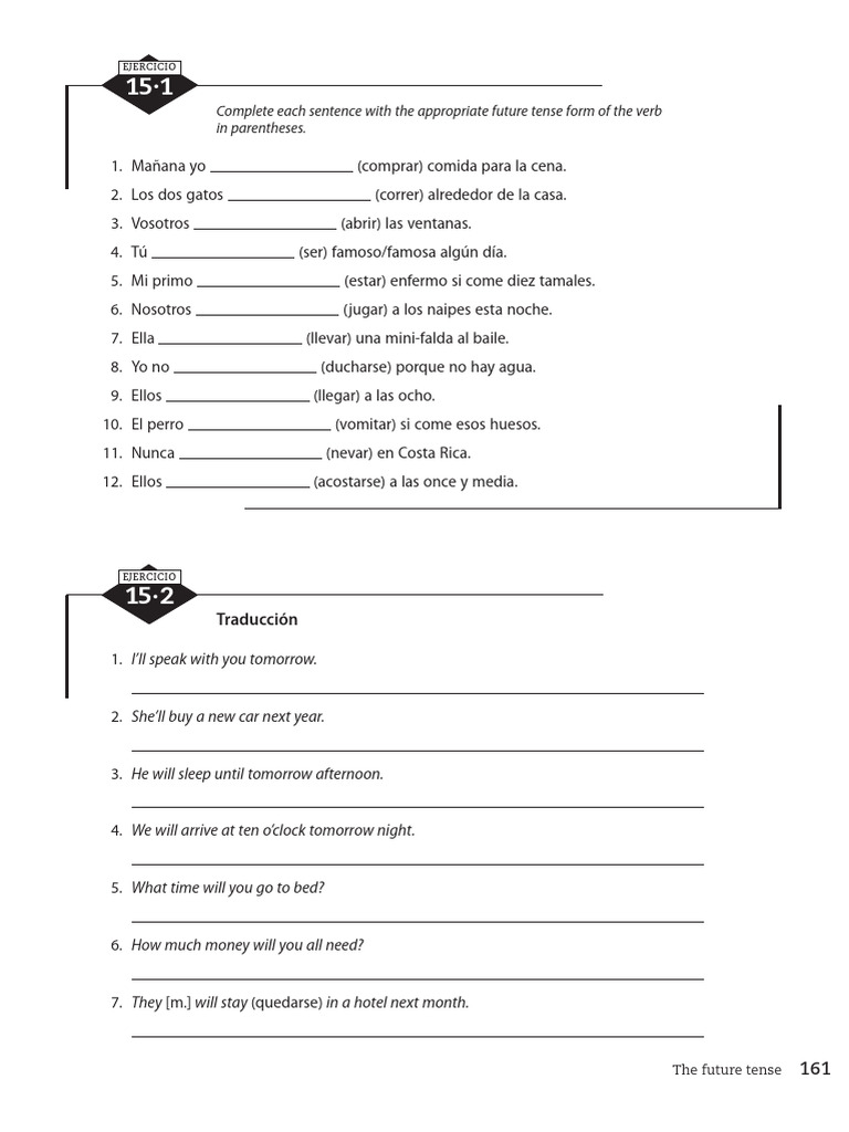 Future Tense Verb Exercises in Spanish | PDF | Verb | Grammar