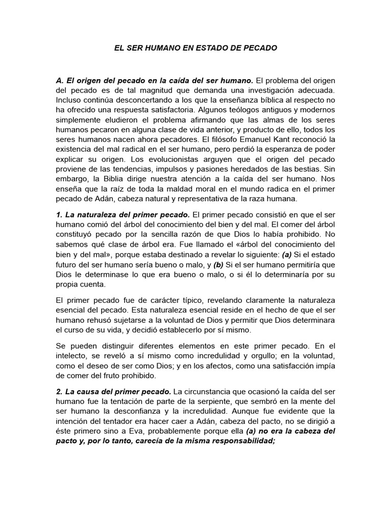 Origen y Consecuencias del Pecado | PDF | Pecado | Mal