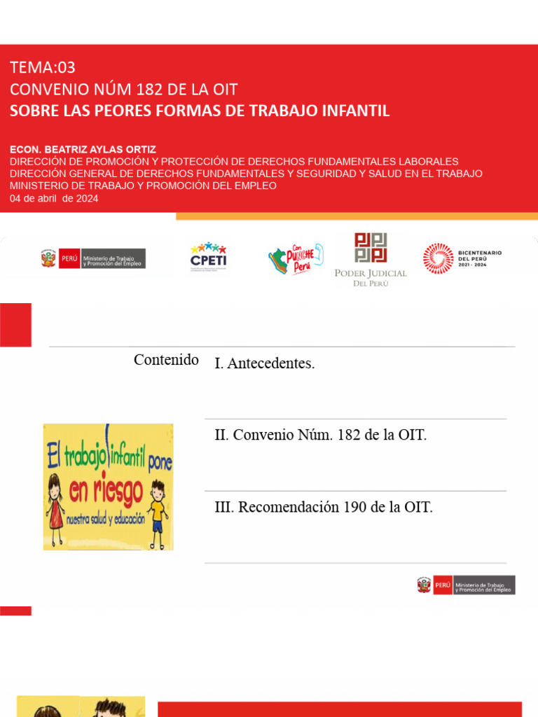 Tema 03 - Convenio Núm 182 de La Oit Sobre Las Peores Formas de Trabajo Infantil | PDF ...