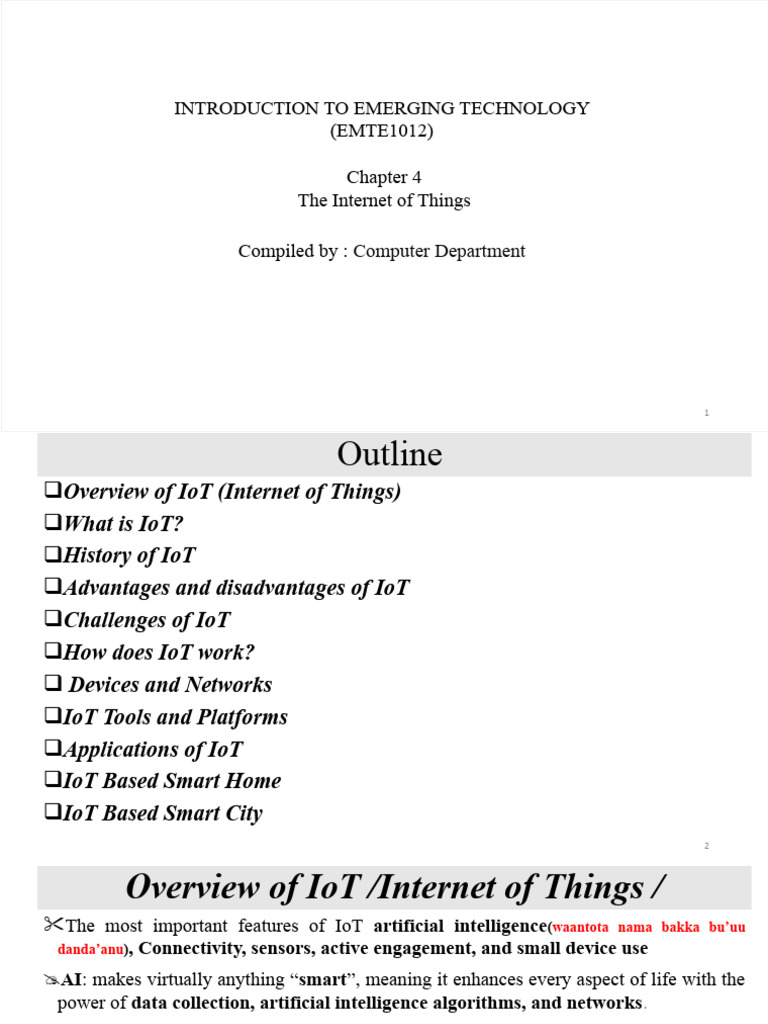Introduction To Emerging Technology (EMTE1012) The Internet of Things Compiled by | PDF ...