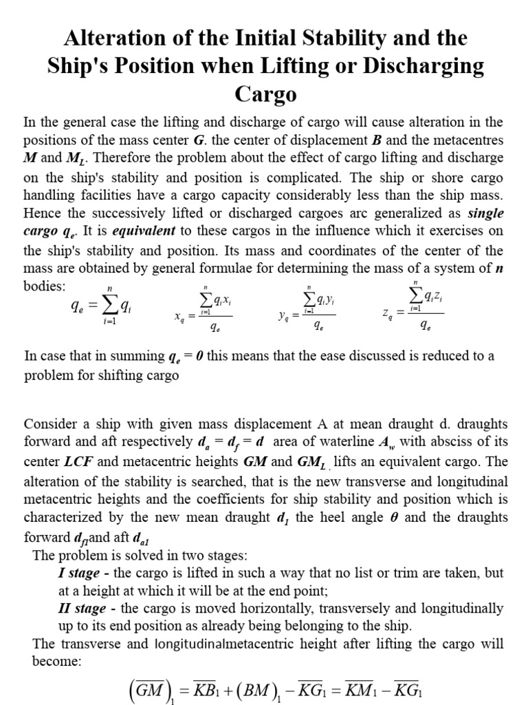 6 Ship Stability Charging Cargo TUK I | PDF | Shipping
