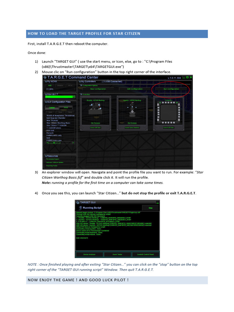 How to load the Target profile for Star Citizen | PDF