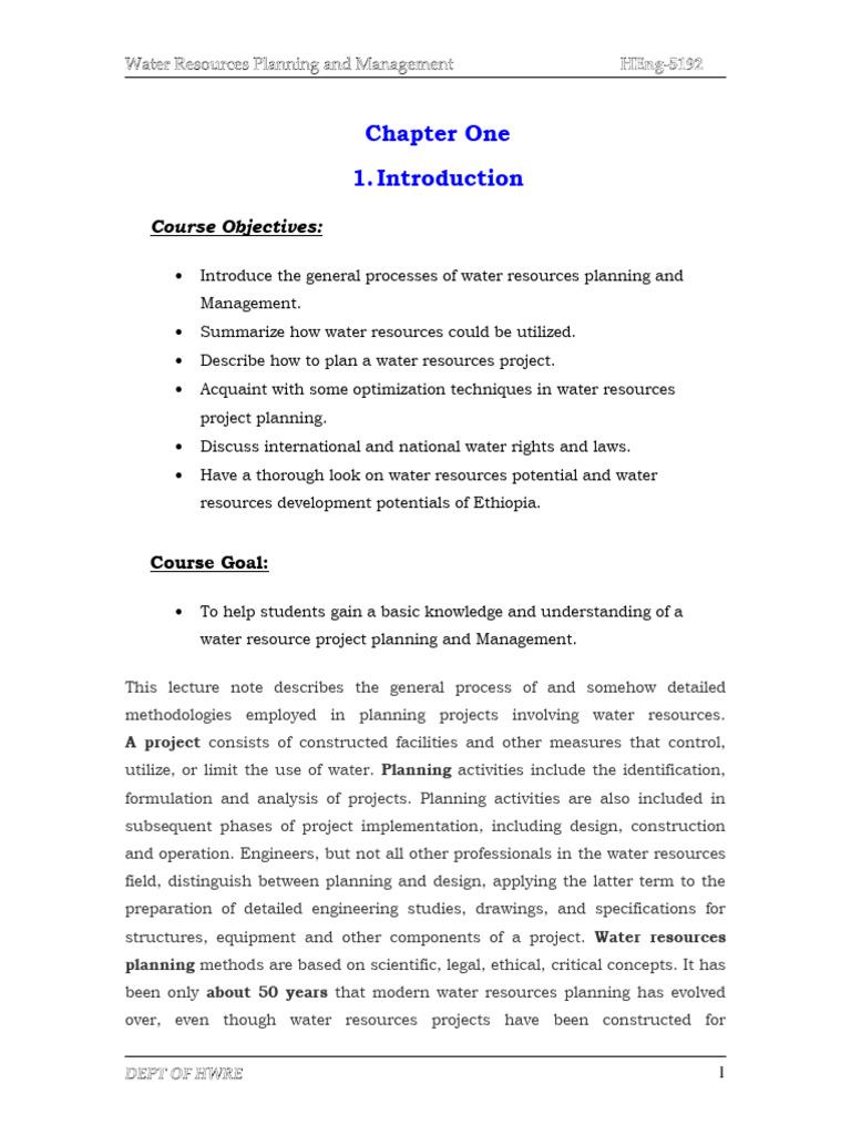 Water Resources and Planing Management | PDF | Water | Water Supply