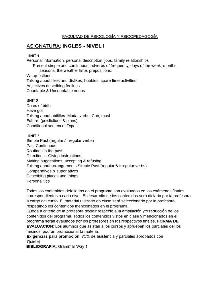 Programa Ingles | PDF