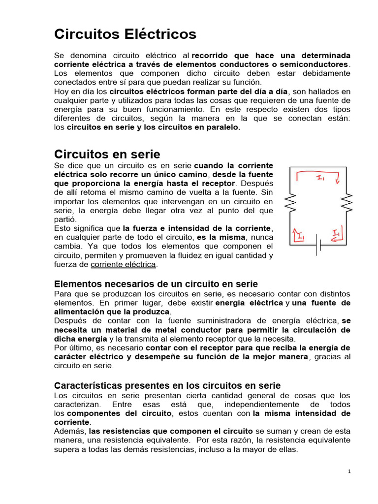 Circuitos En Serie Y Circuitos En Paralelo Pdf Corriente Eléctrica
