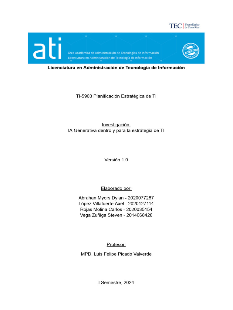 Estrategia de TI con IA Generativa | PDF | Inteligencia artificial ...