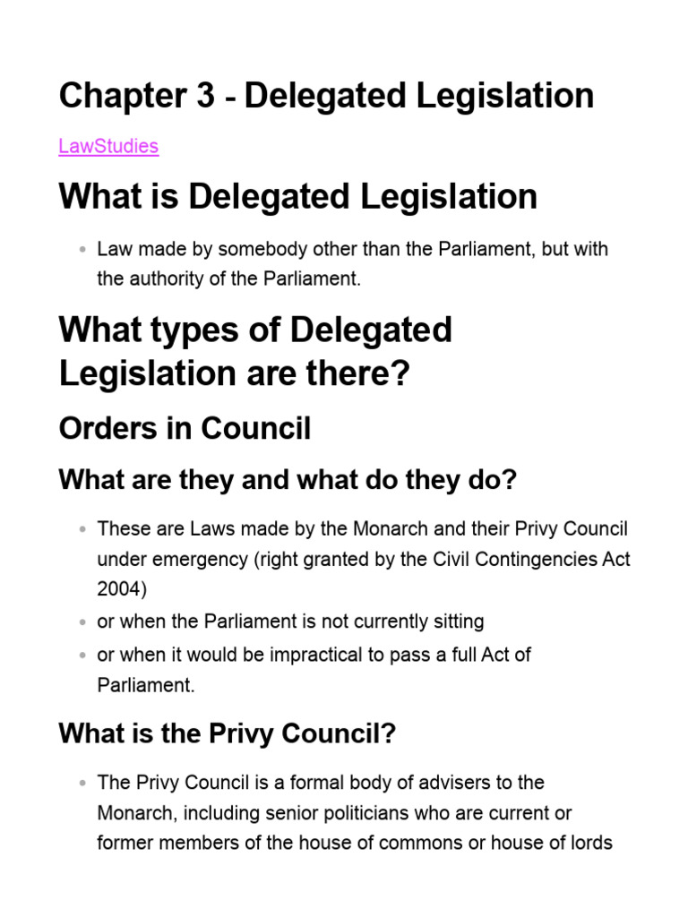 Delegated Legislation Explained | PDF | Government Institutions ...
