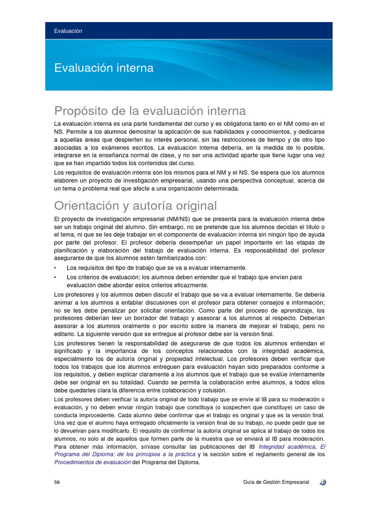 Evaluación Interna y Criterios | PDF | Evaluación | Maestros