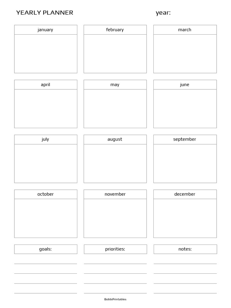 Yearly Planner Template for Goals | PDF