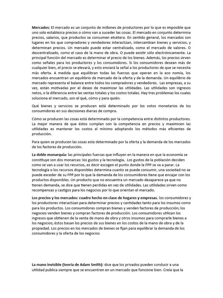 Reusmen Econo Cap 2 Samuelson | PDF | Mercado (economía) | Inflación