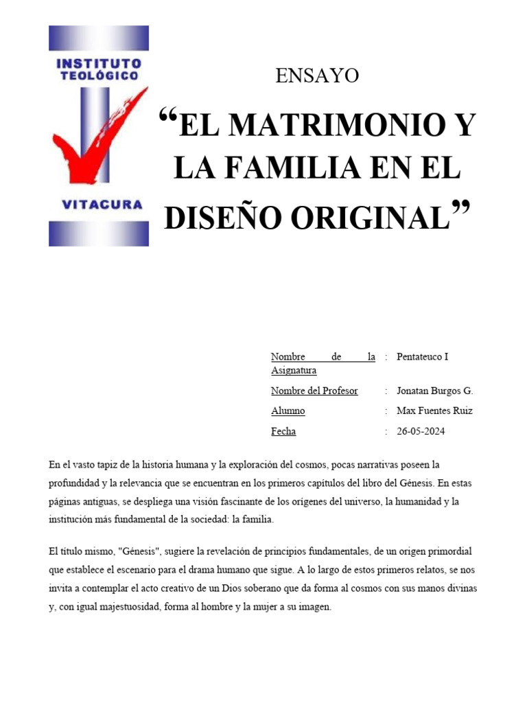 Ensayo Max Fuentes | PDF | Libro del Génesis | Jesús