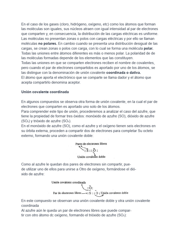 Union Covalente, Union Covalente Dativa o Corrdinada, Propiedades ...