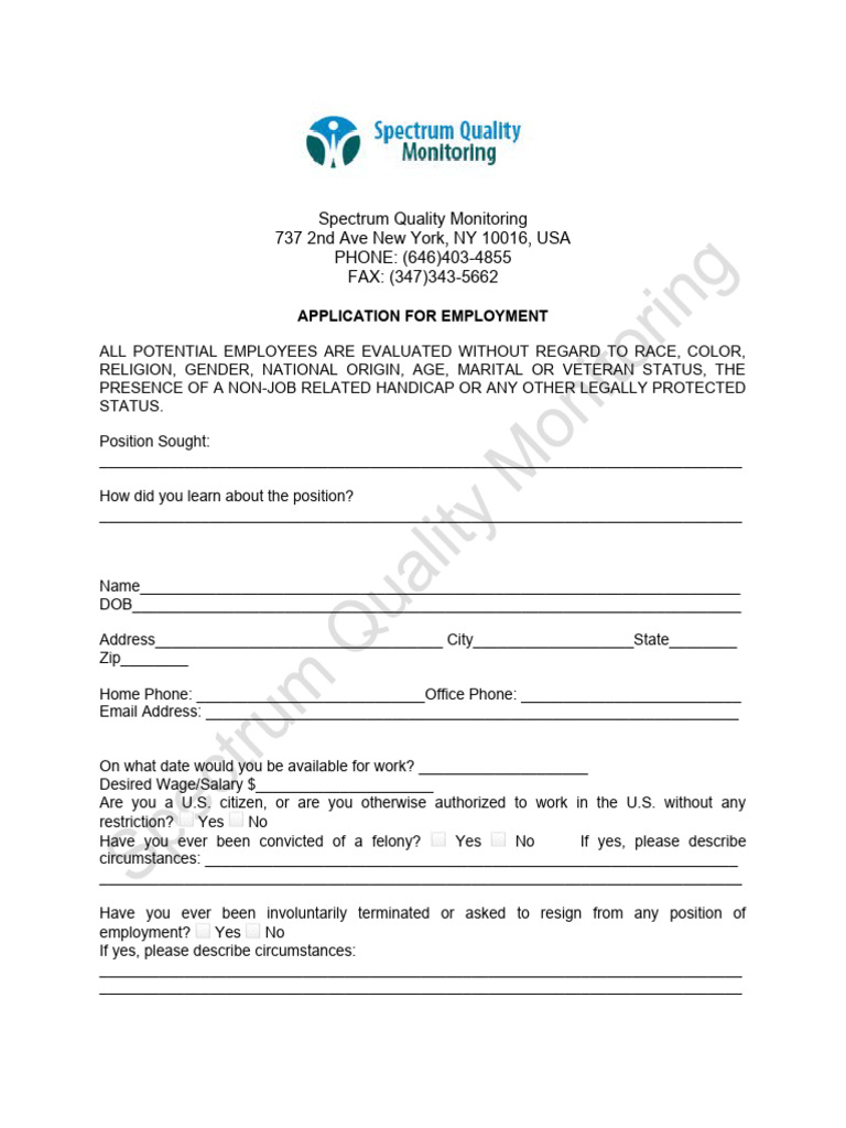 Application for Employment | PDF | Employment | Justice