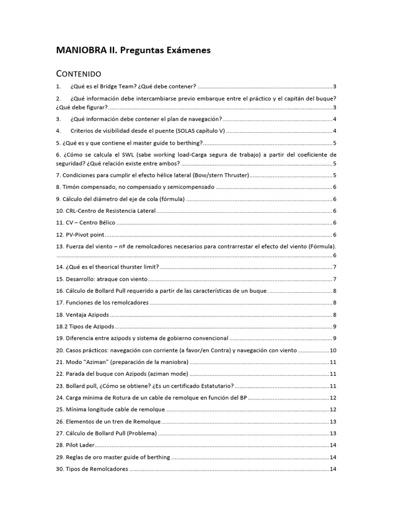 MANIOBRA II Preguntas Examenes | PDF | Remolcador