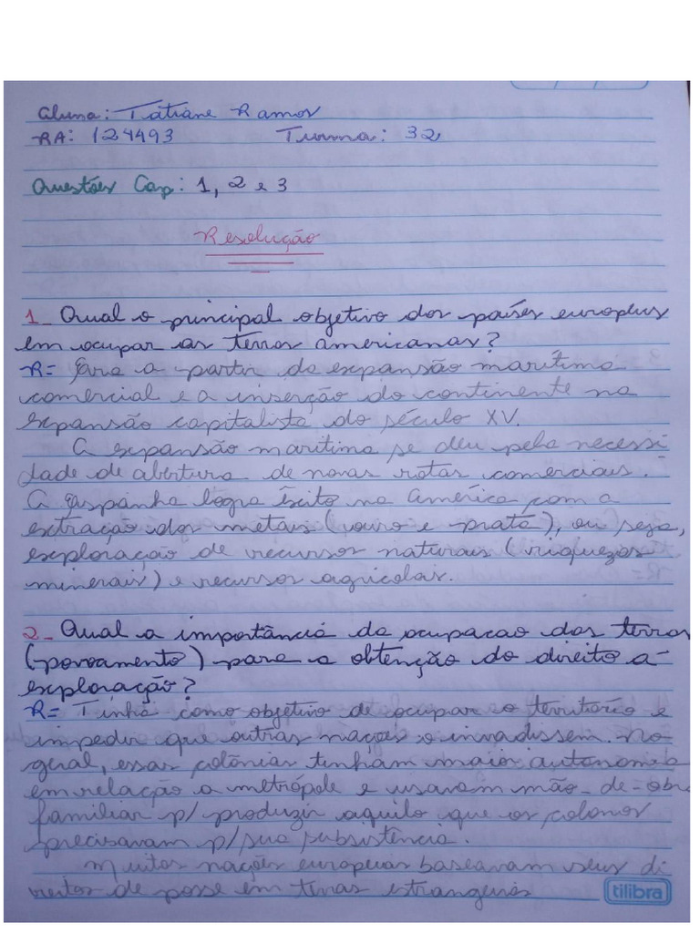 Lista Cap - 1,2 e 3. | PDF