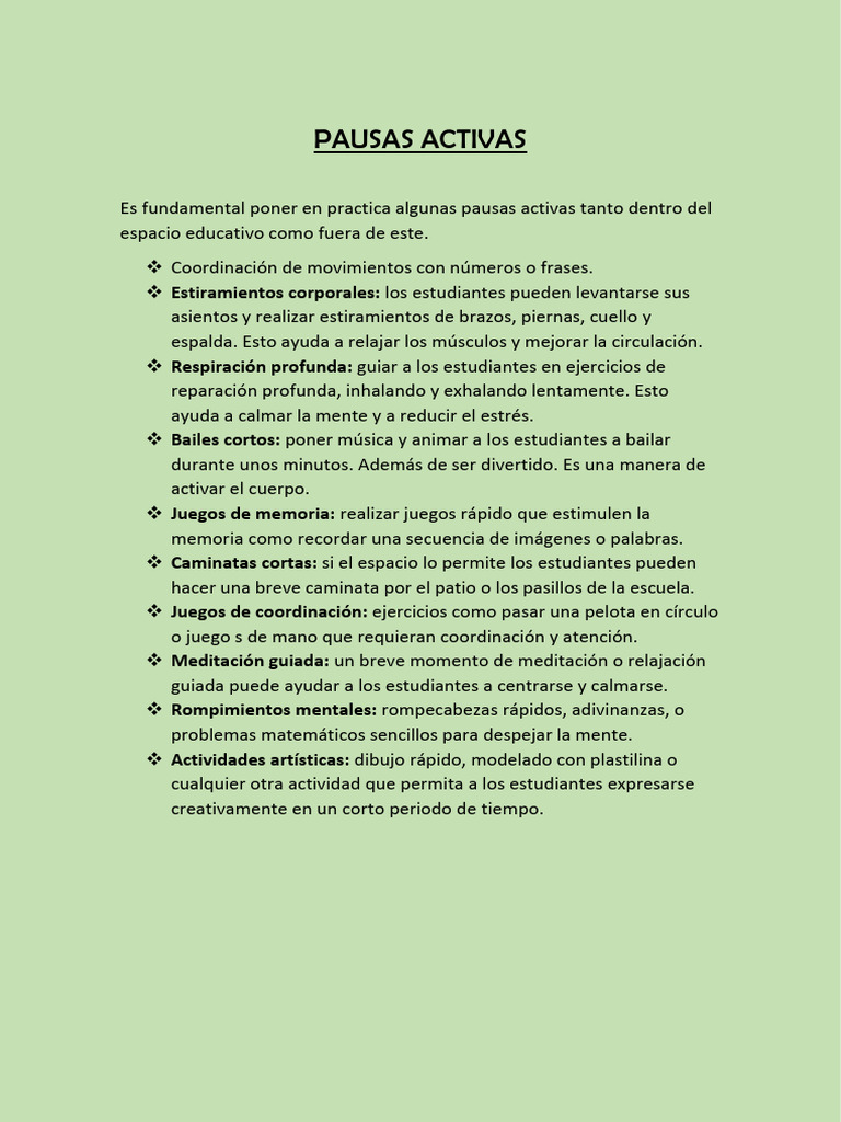 Pausas Activas | PDF
