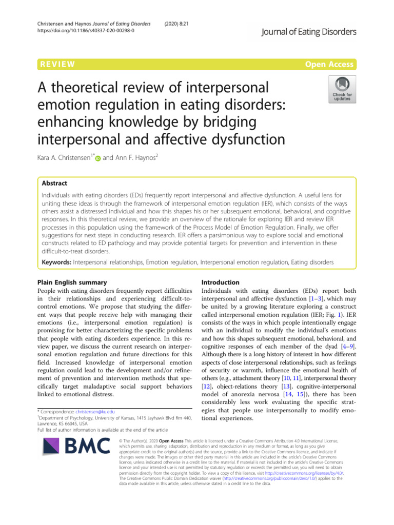 A theoretical review of interpersonal emotion regulation | PDF | Emotional Self Regulation ...