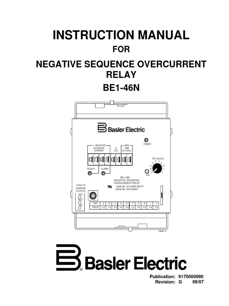 Instruction Manual: Negative Sequence Overcurrent Relay BE1-46N | PDF | Relay | Power Supply