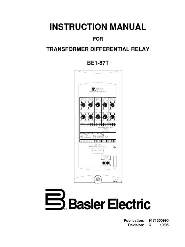 Transformer Relay Manual BE1-87T | PDF | Transformer | Relay