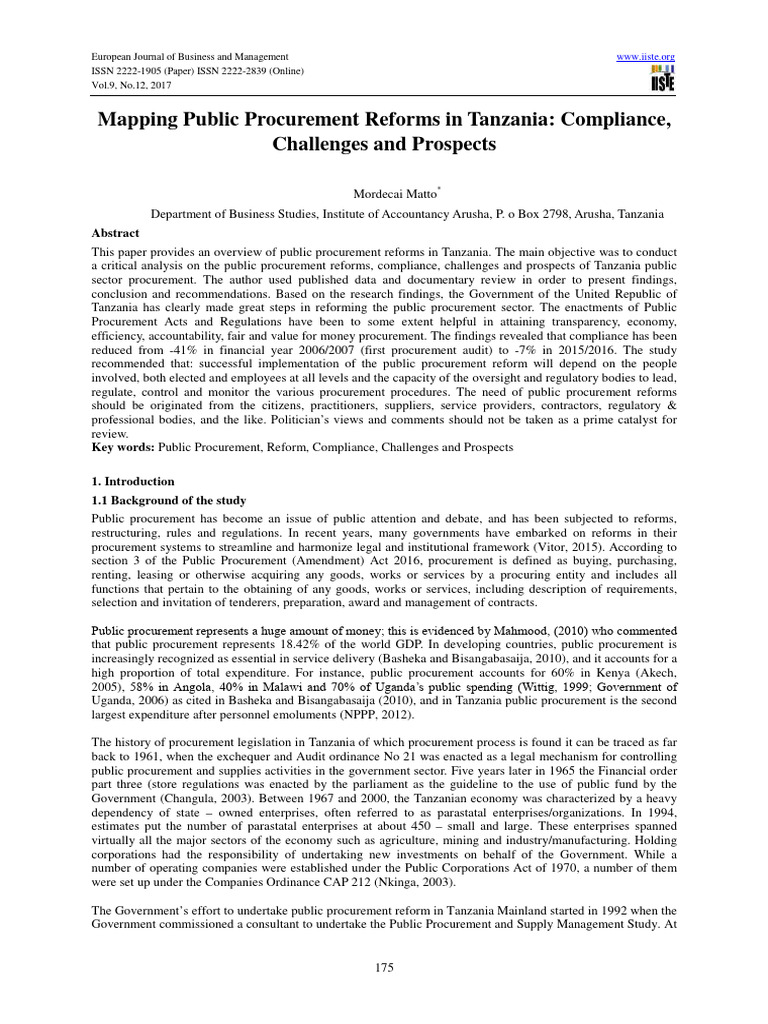 Tanzania Public Procurement Reforms | PDF | Procurement | Regulatory ...