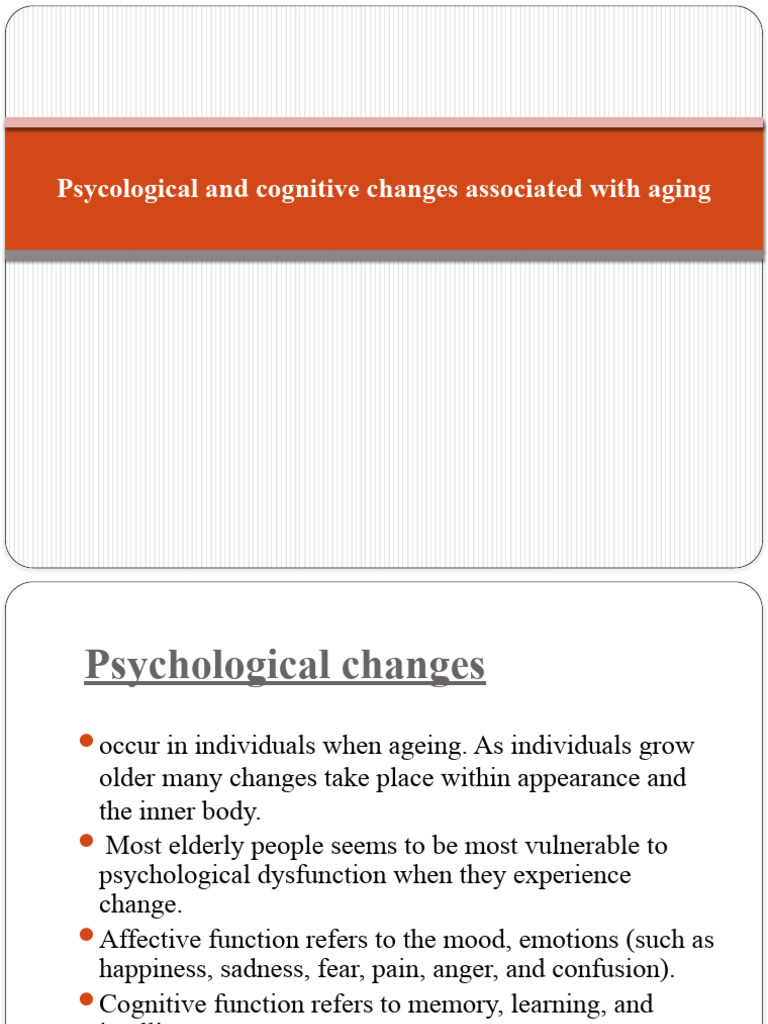 Psycological and Cognitive Changes Associated With Aging | PDF | Affect ...
