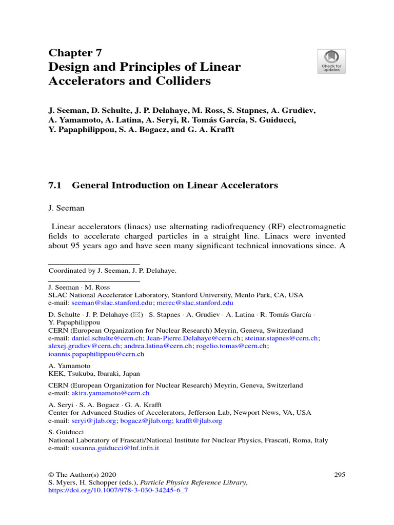 Design and Principles of Linear Accelerators and Colliders | PDF ...