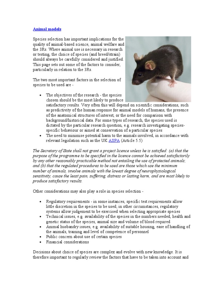 Animal Models | PDF | Model Organism | Animal Testing
