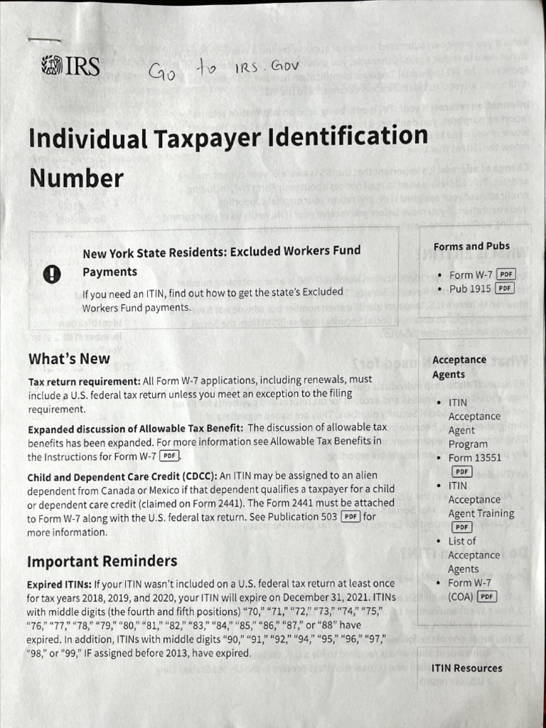 IRS Itin Instructions | PDF