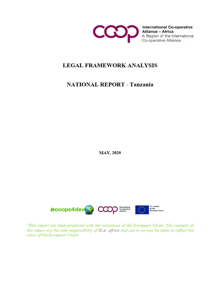 Tanzania Legal Framework Analysis | PDF | Cooperative | Dividend
