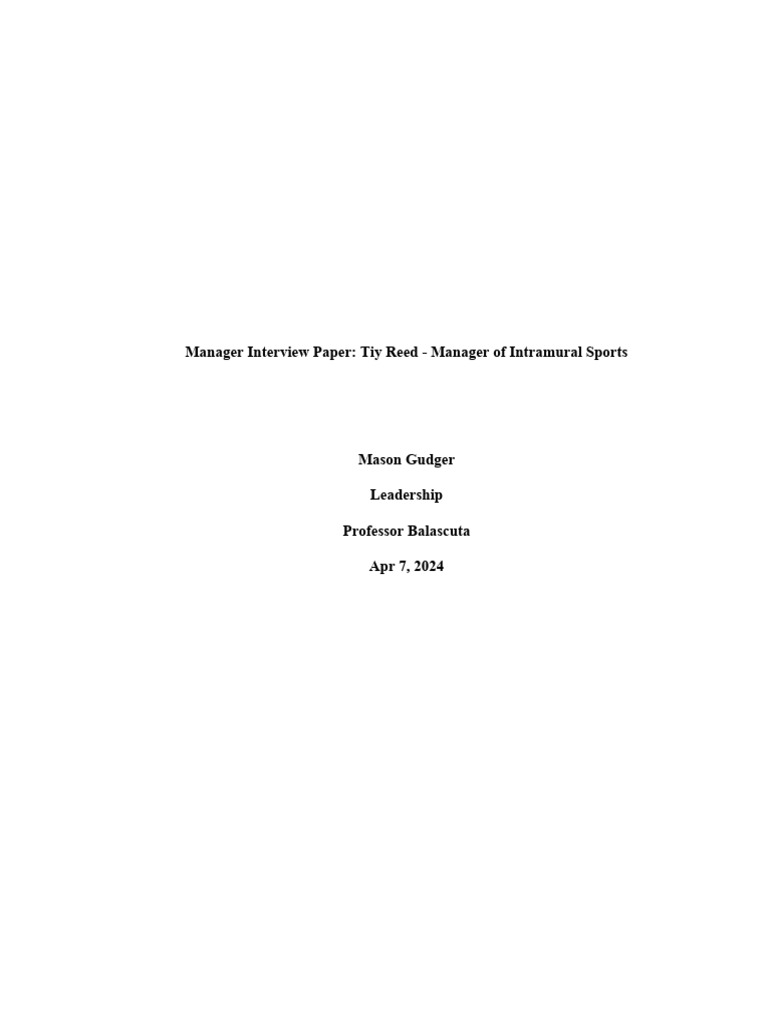 Leadership Interview Paper | PDF | Employment | Leadership