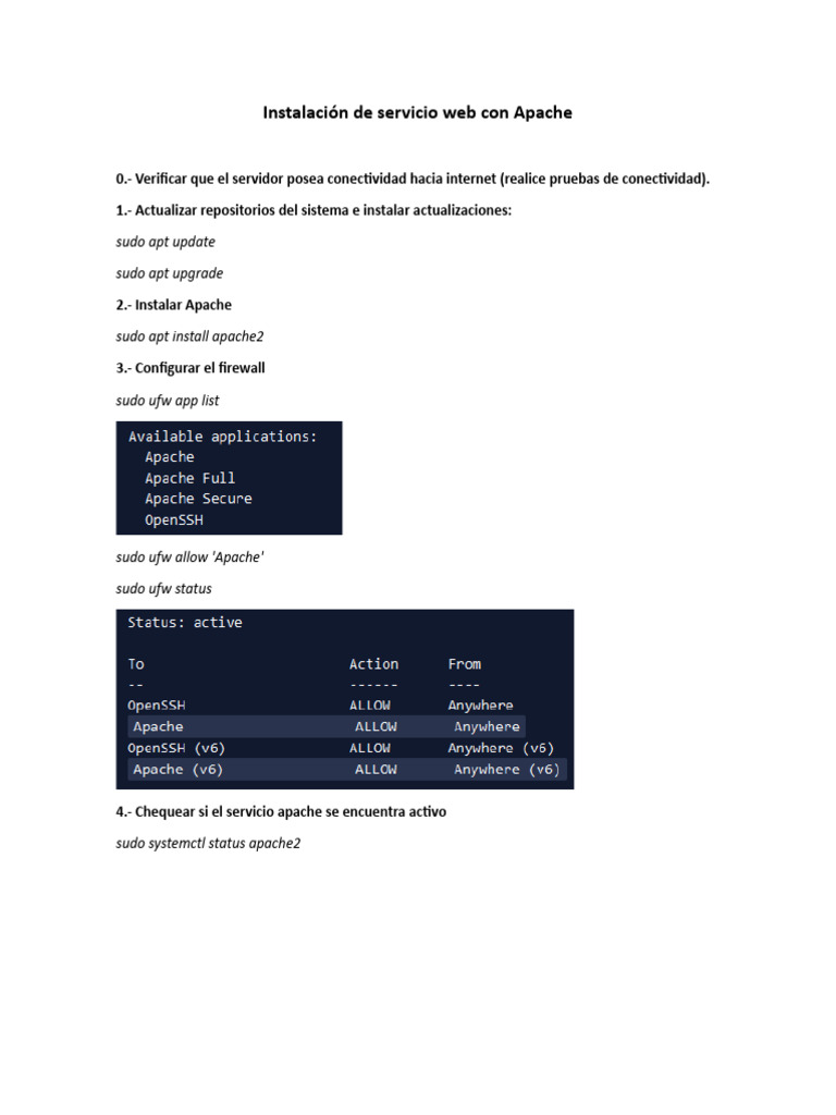 Guía de instalación de Apache Web Server | PDF | Servidor HTTP Apache | Red mundial