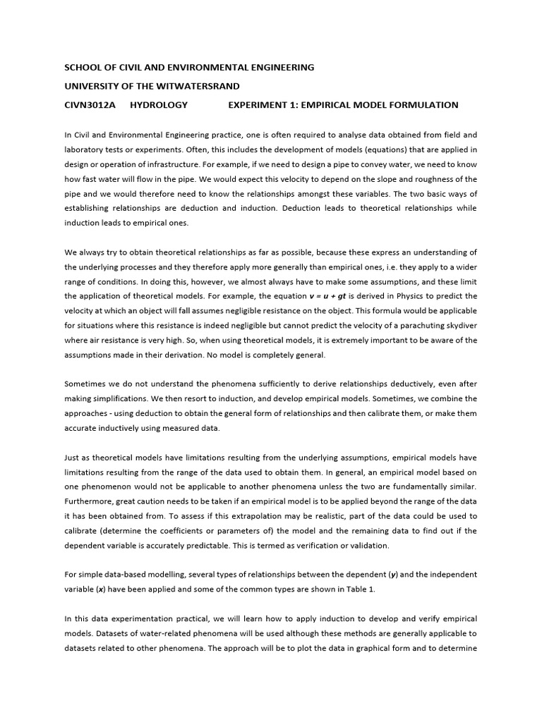 Empirical Model Formulation Practical - 2023-1 | PDF | Theory