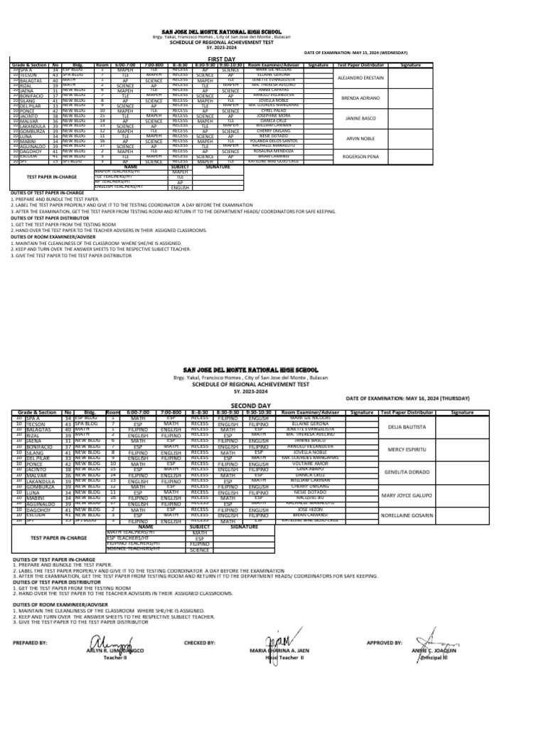 REGIONAL ACHIEVEMENT TEST SCHED S.Y. 2023 2024 - Updated | PDF ...