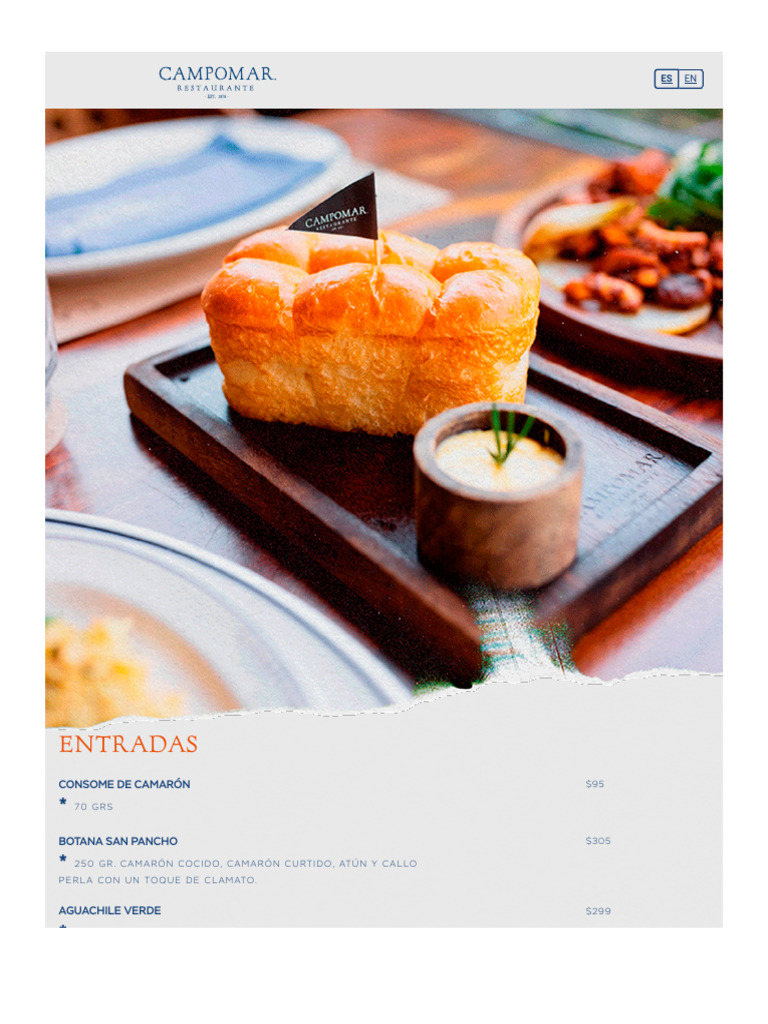 Menú Digital Restaurante Campomar | PDF | Mariscos | Alimentos