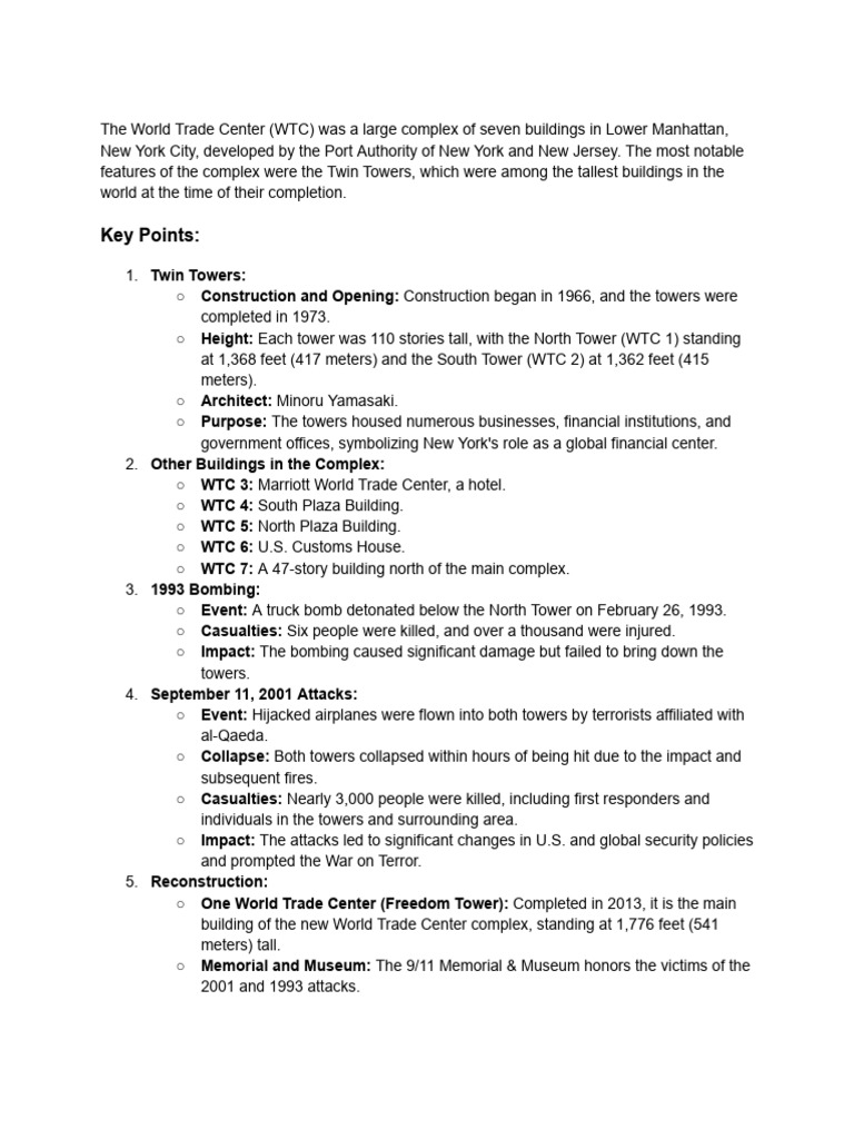 What Was The World Trade Centre (WTC) ? | PDF | World Trade Center ...