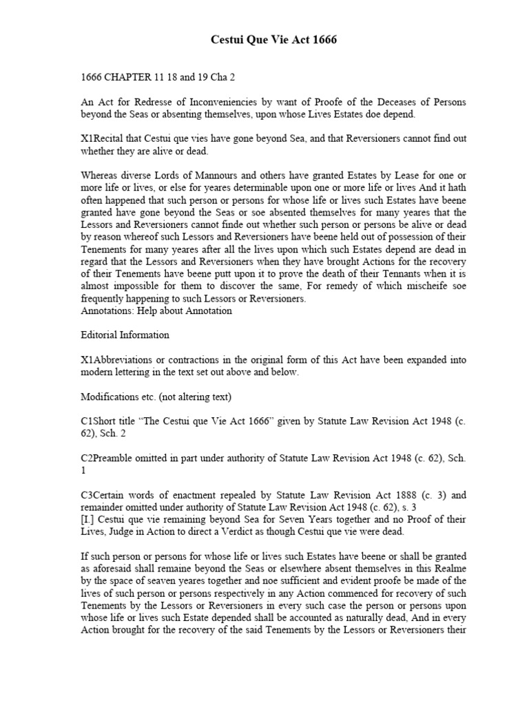 Cestui Que Vie Act 3 | PDF | Admiralty Law | Māori People