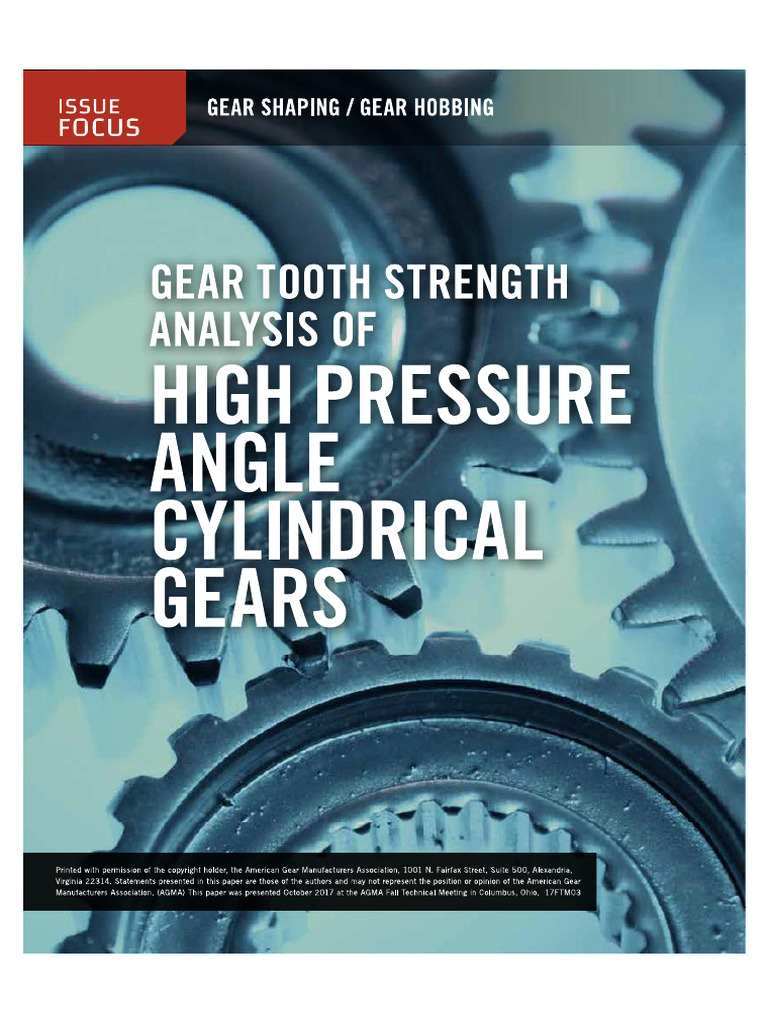 Gear Tooth Strength Analysis of High Pressure Angle Cylindrical Gears | PDF