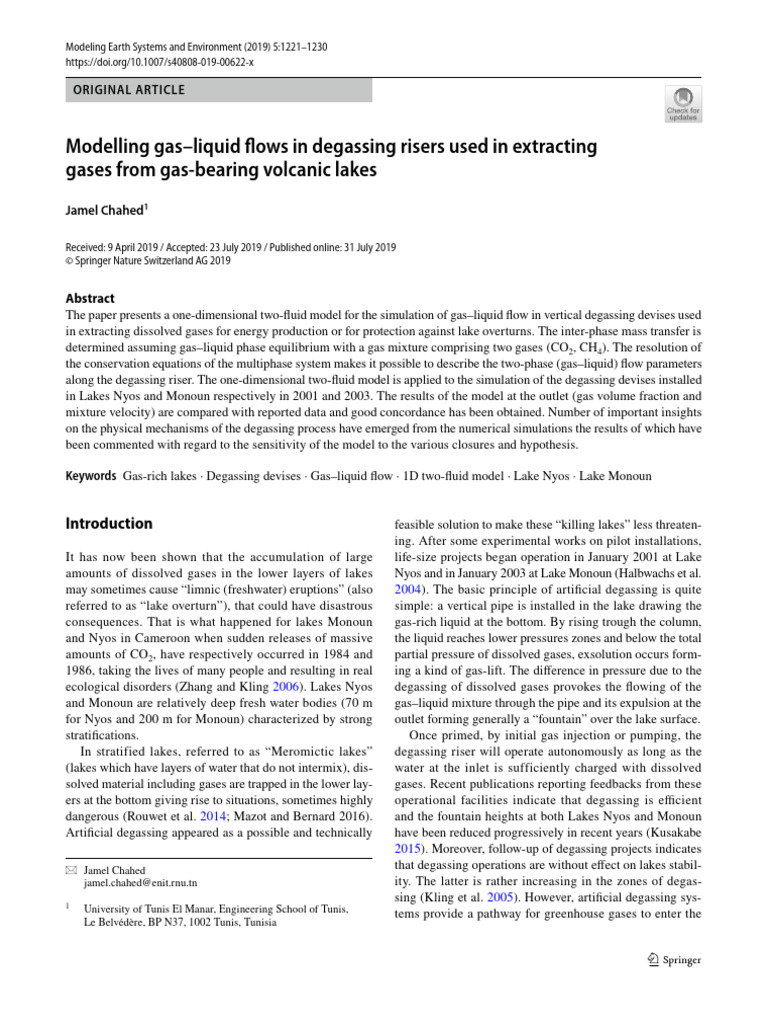 Modelling Gas-Liquid Flows in Degassing Risers Used in Extracting Gases ...