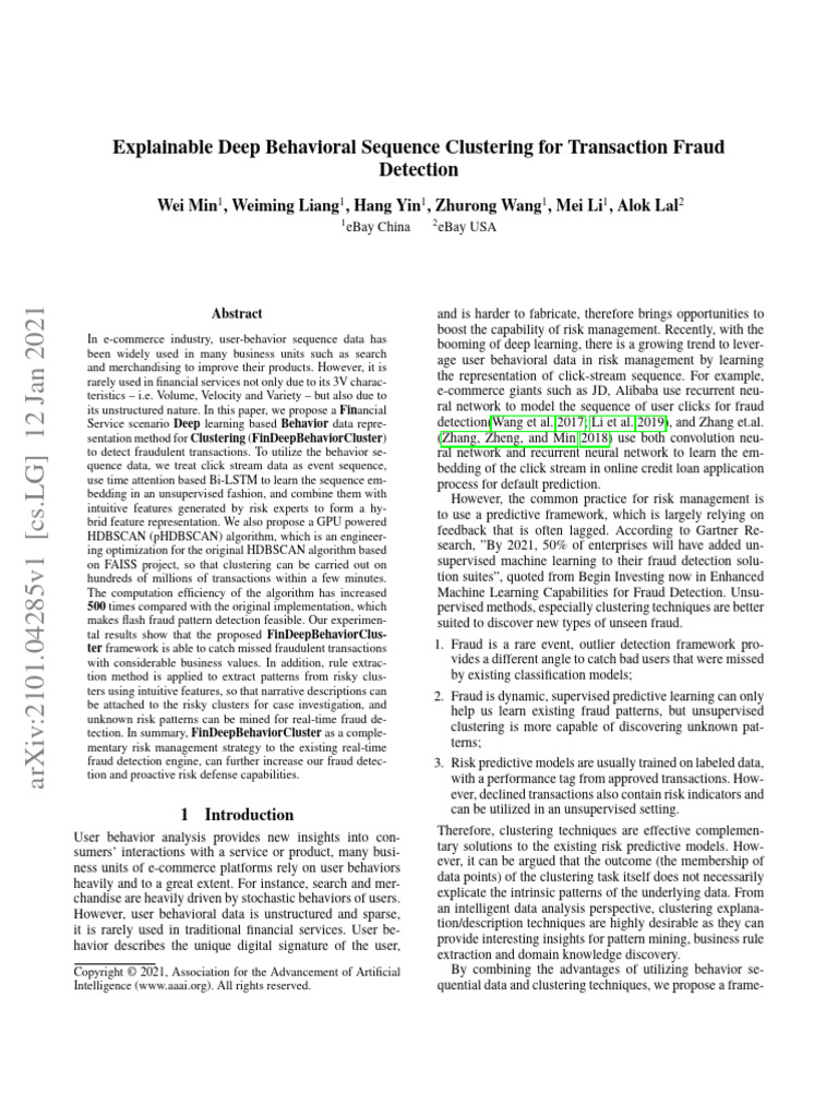 Explainable Deep Behavioral Sequence Clustering For Transaction Fraud Detection | PDF | Cluster ...