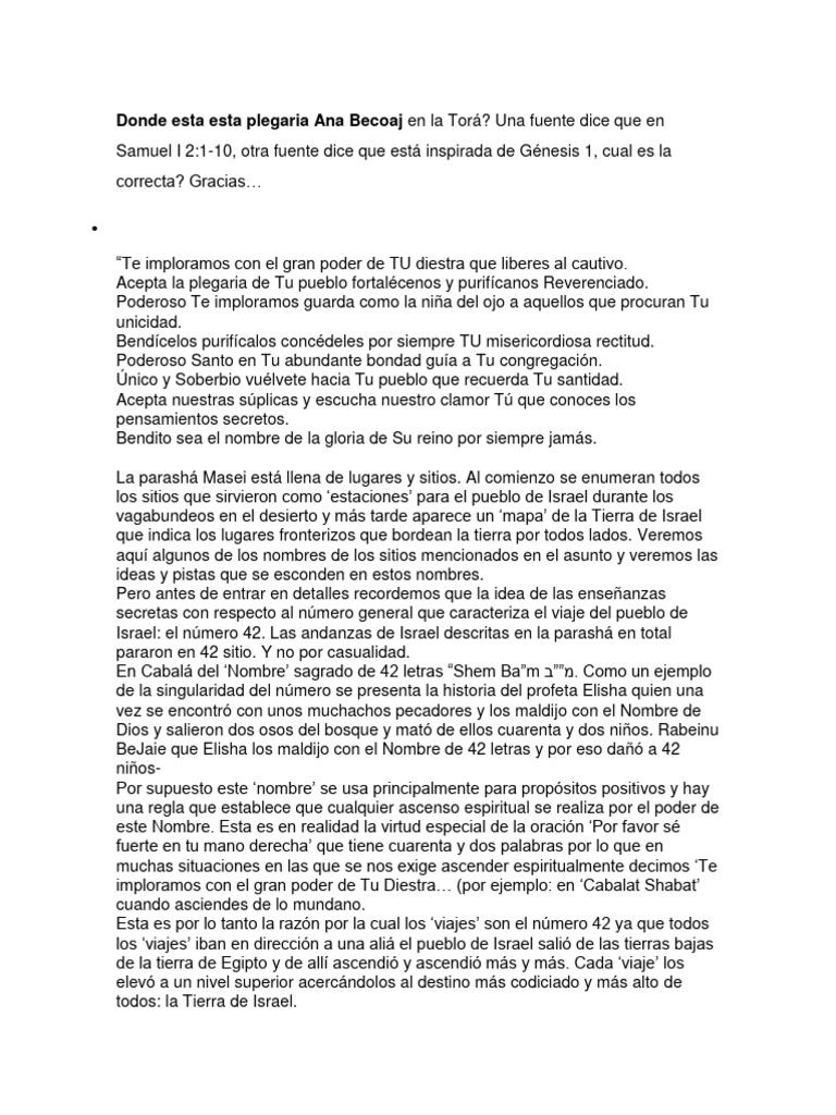 Donde esta esta plegaria Ana Becoaj en la Torá(1) | PDF | Judios y judaísmo
