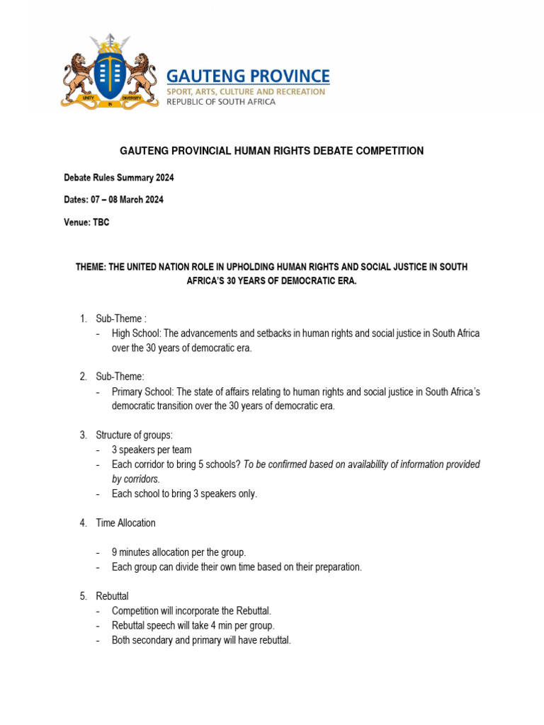 Debate Rules Summary 2024 - 113420 | PDF