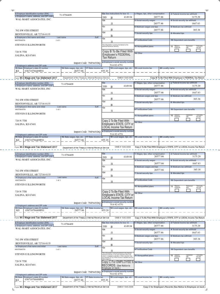 Copy B To Be Filed With Employee S FEDERAL Tax Return: W-2 Wage and Tax ...