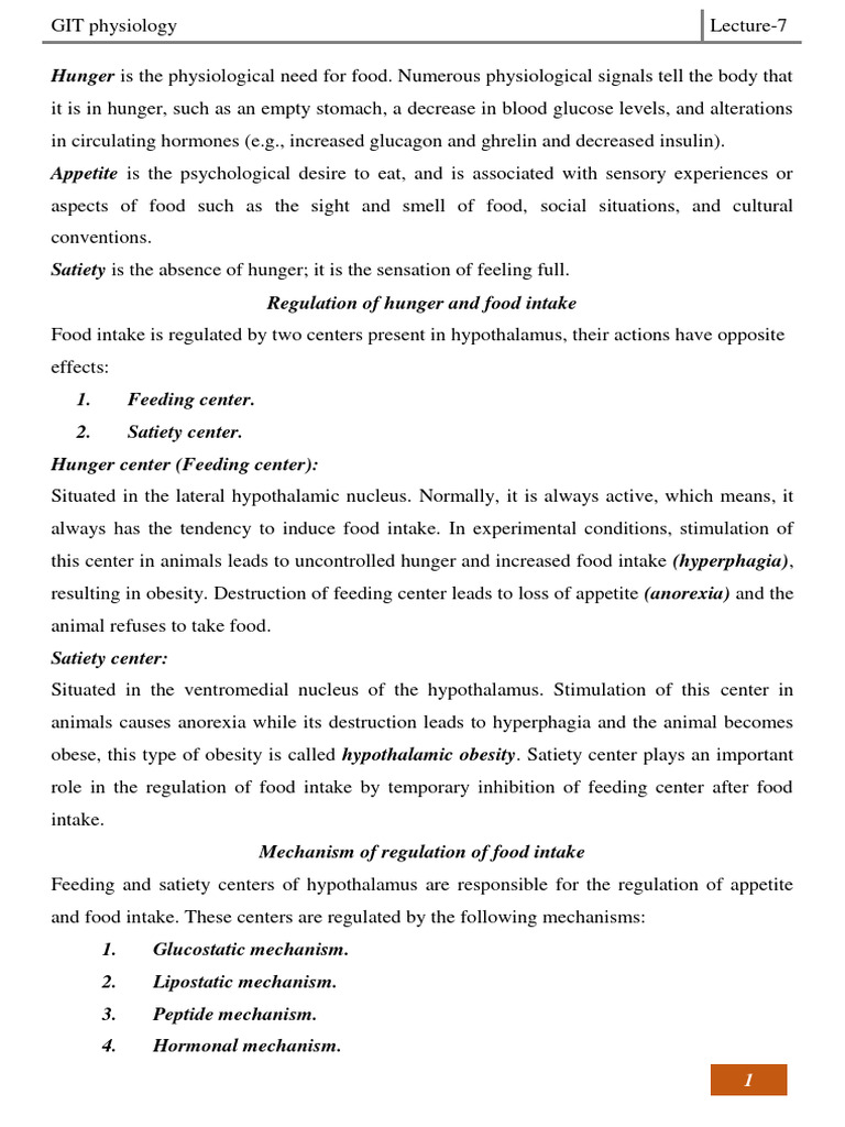 Unit 7 Physiology Lec.7 2 | PDF | Eating | Leptin