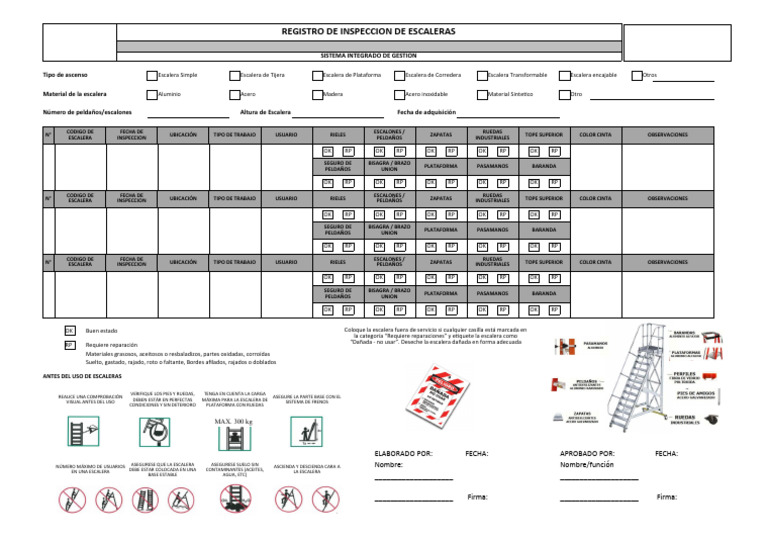 026. CHECK LIST DE ESCALERAS PLATAFORMA | Descargar gratis PDF | Escalera