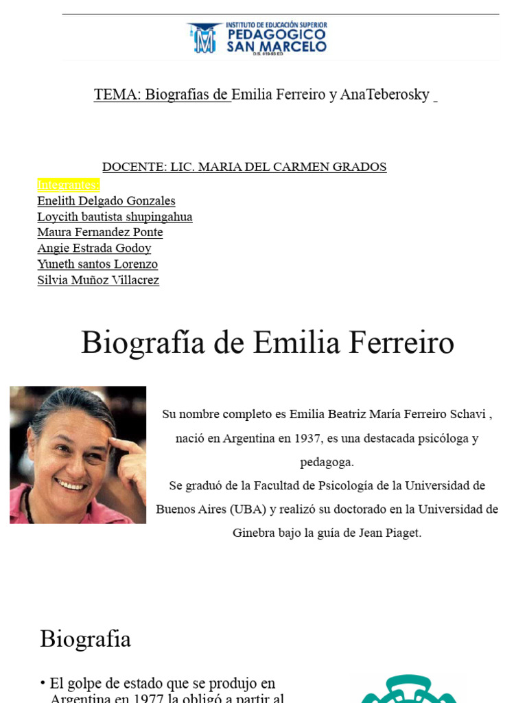 Biografía de Emilia Ferreiro | PDF | Literatura | Aprendizaje