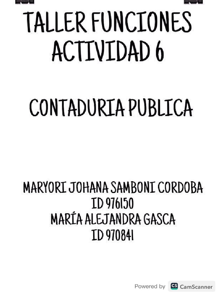 TALLER FUNCIONES ACTIVIDAD 6 | PDF