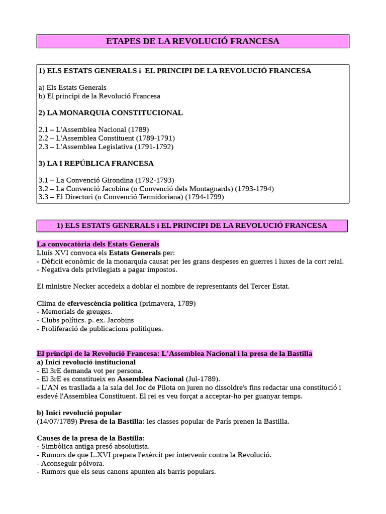 4tESO Etapes Rev Francesa | PDF