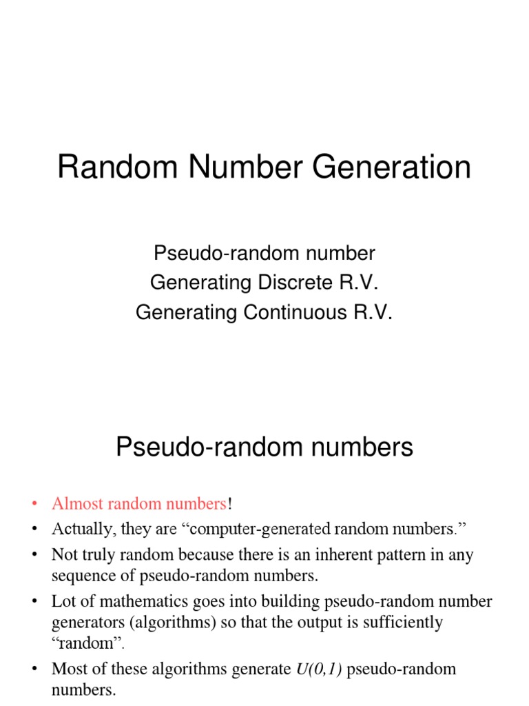 08 Random Number Generation | PDF | Applied Mathematics | Probability Theory