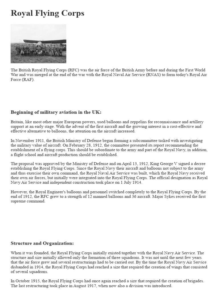 Royal Flying Corps_History | Download Free PDF | Royal Flying Corps ...